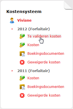 Te valideren kosten - Kostenregistratie Help